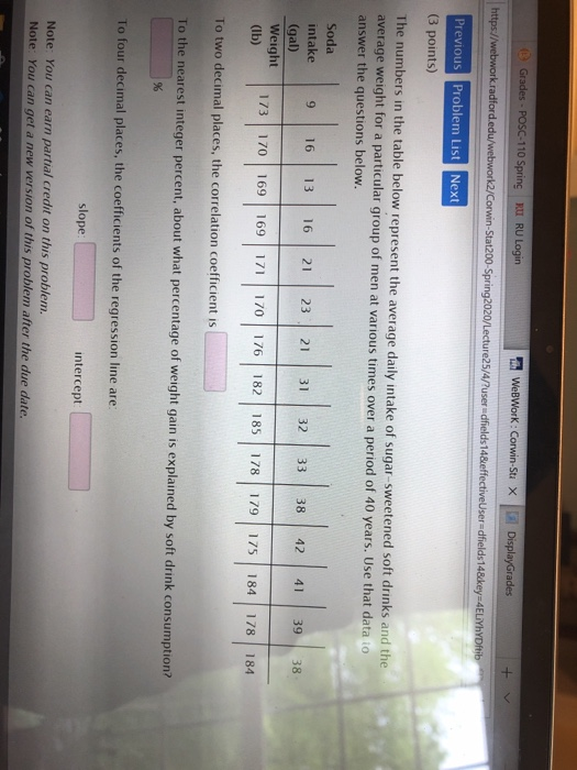 Solved Grades - POSC-110 Spring RU RU Login WebWork: | Chegg.com