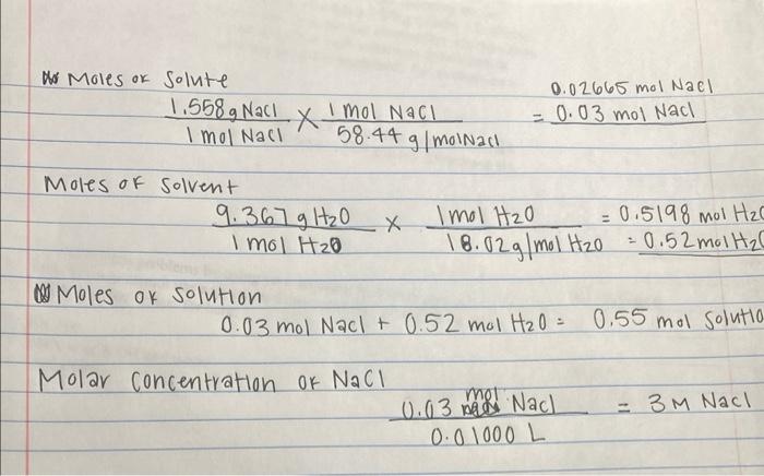 Solved A. Concentration of a Saturated Solution of NaCl ath | Chegg.com