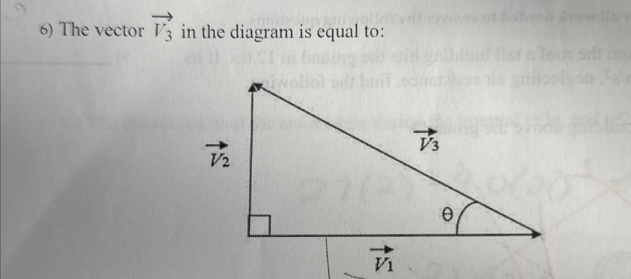 The vector vec(V3) ﻿in the diagram is equal to: | Chegg.com