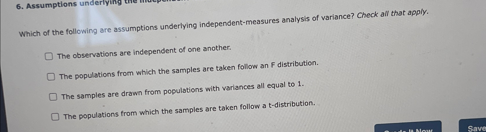 Solved Which of the following are assumptions underlying | Chegg.com