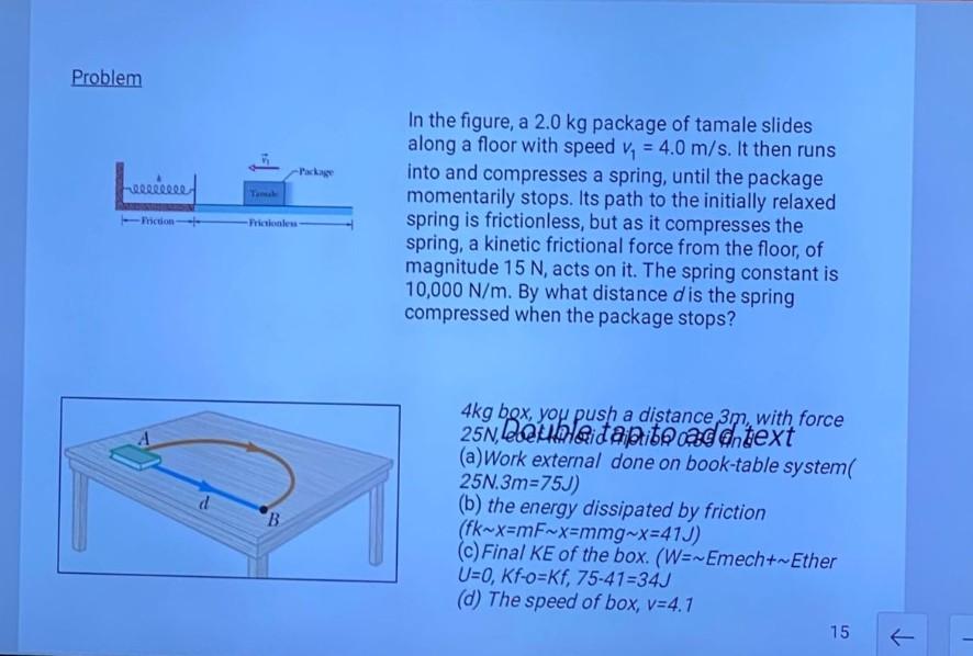 Solved Problem In the figure, a 2.0 kg package of tamale | Chegg.com