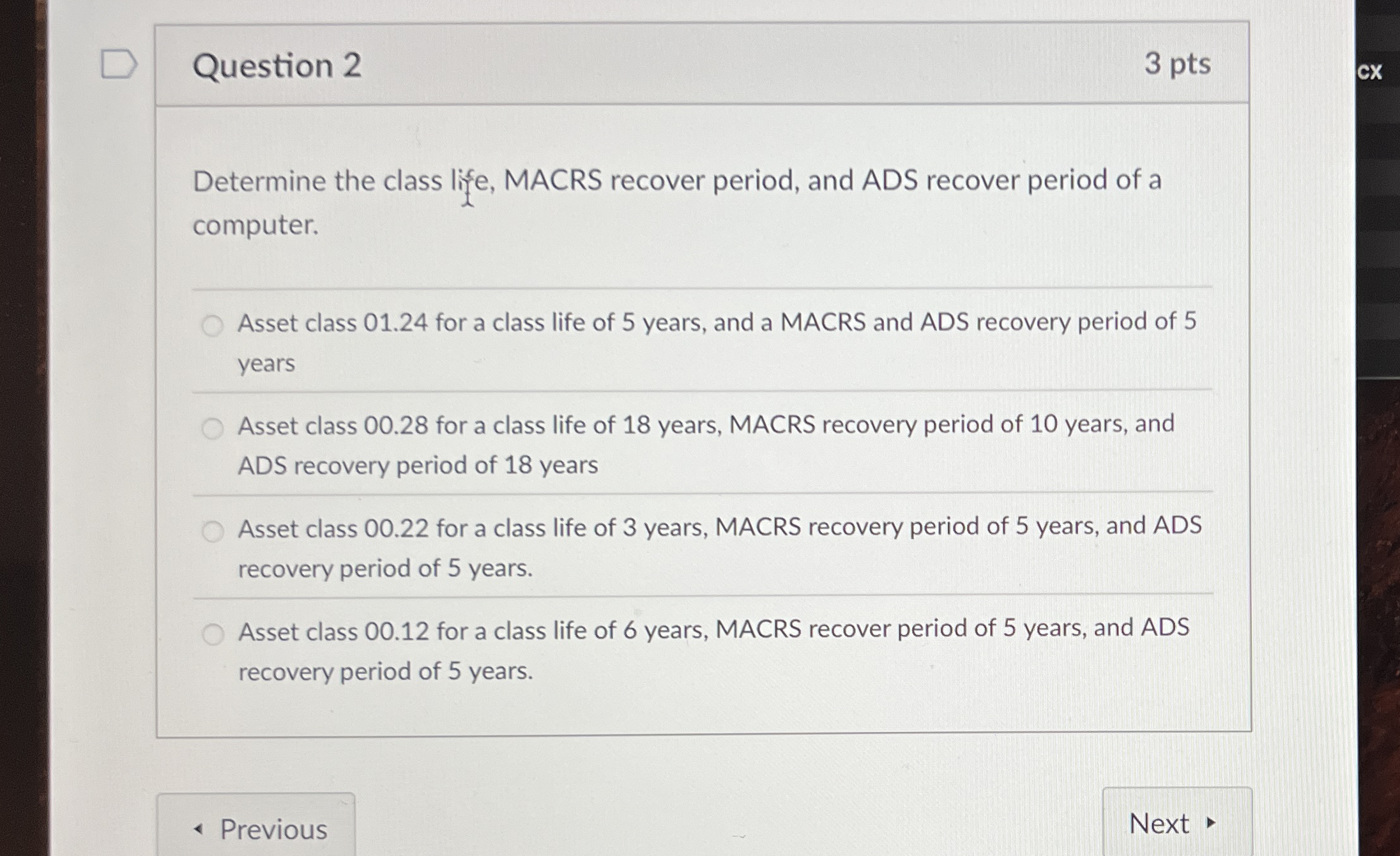 Solved Question 23 ﻿ptsDetermine the class life, MACRS | Chegg.com