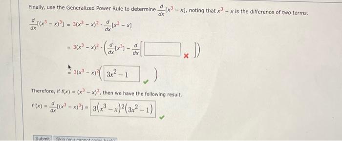 Solved Finally, use the Generalized Power Rule to determine | Chegg.com