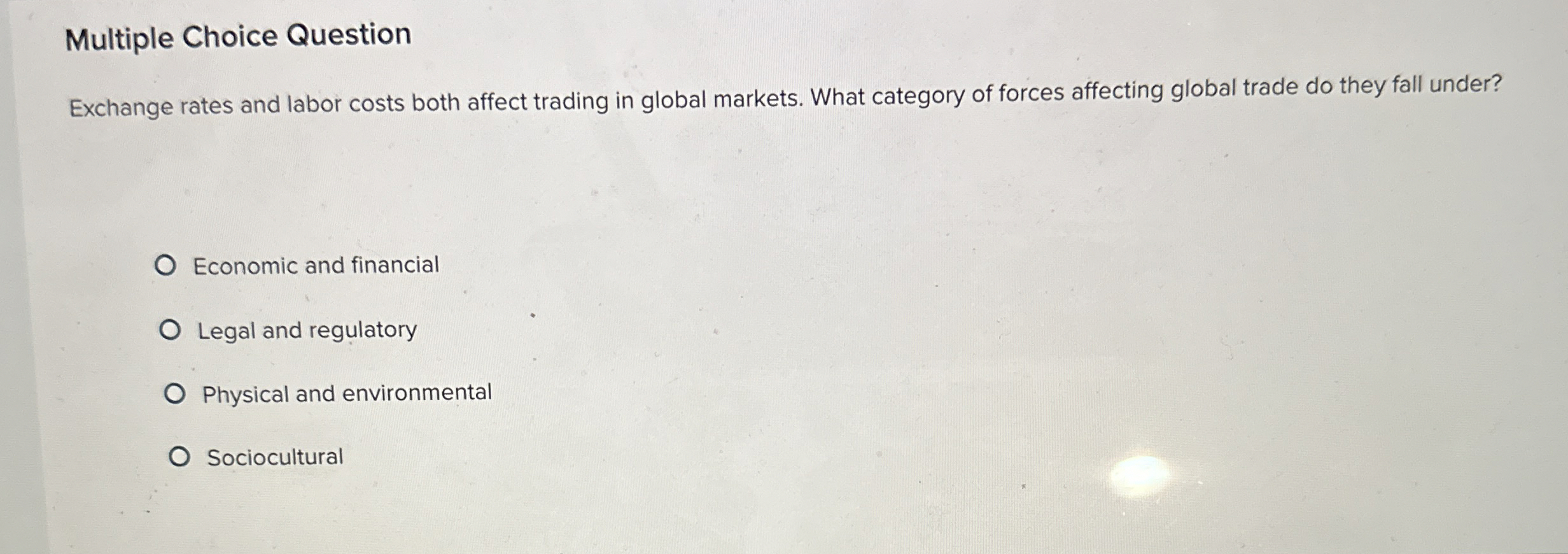 Solved Multiple Choice QuestionExchange rates and labor | Chegg.com