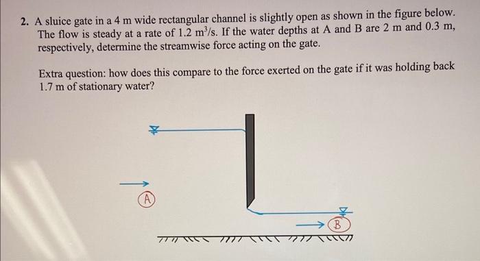 Solved 2. A sluice gate in a 4 m wide rectangular channel is | Chegg.com