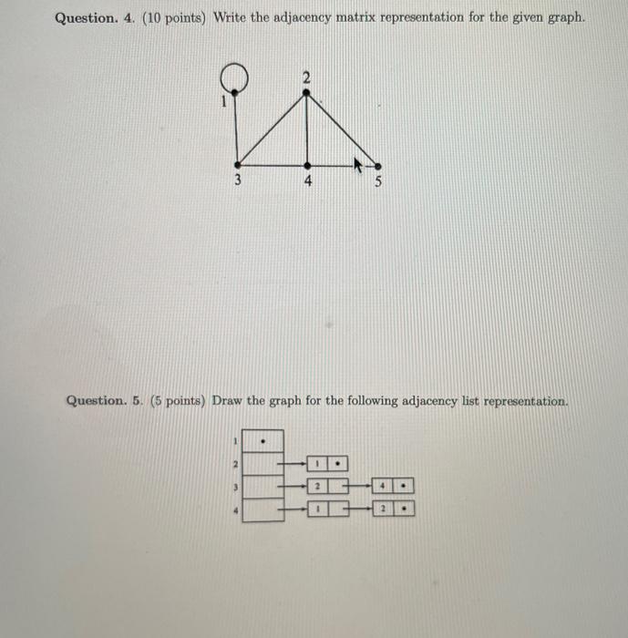 Solved Question. 4. (10 points) Write the adjacency matrix | Chegg.com