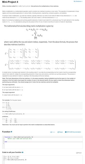 Solved The mathematical formula describing matrix | Chegg.com