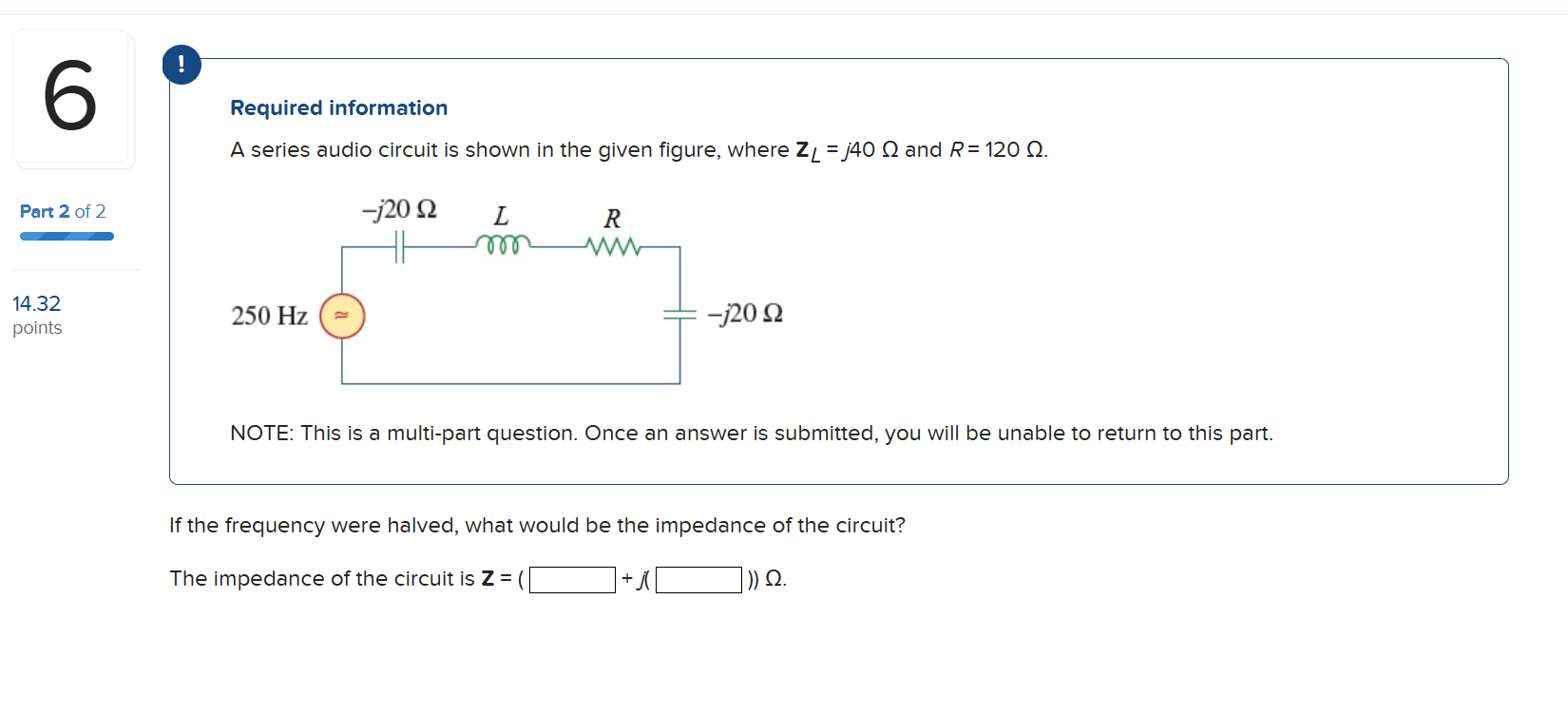 Solved !Required informationA series audio circuit is ﻿shown | Chegg.com