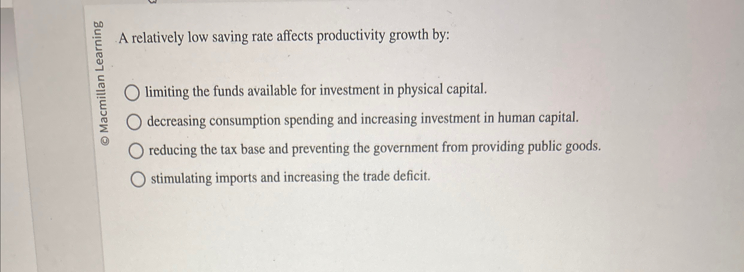 Solved A relatively low saving rate affects productivity | Chegg.com