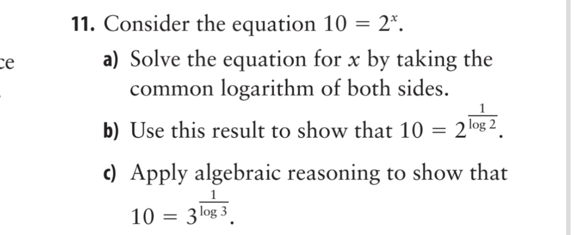 Solved Consider the equation 10=2x.a) ﻿Solve the equation | Chegg.com