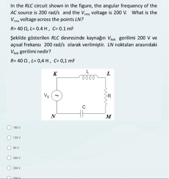 Solved In the RLC circuit shown in the figure, the angular | Chegg.com