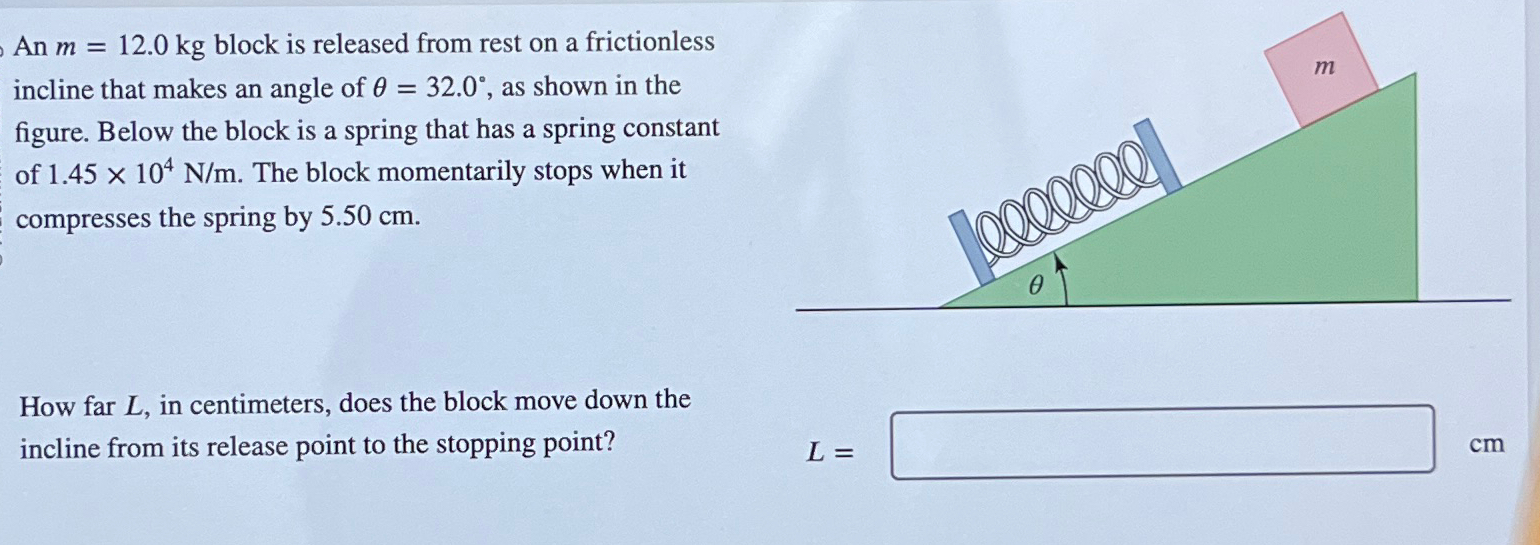 Solved An m=12.0kg ﻿block is released from rest on a | Chegg.com