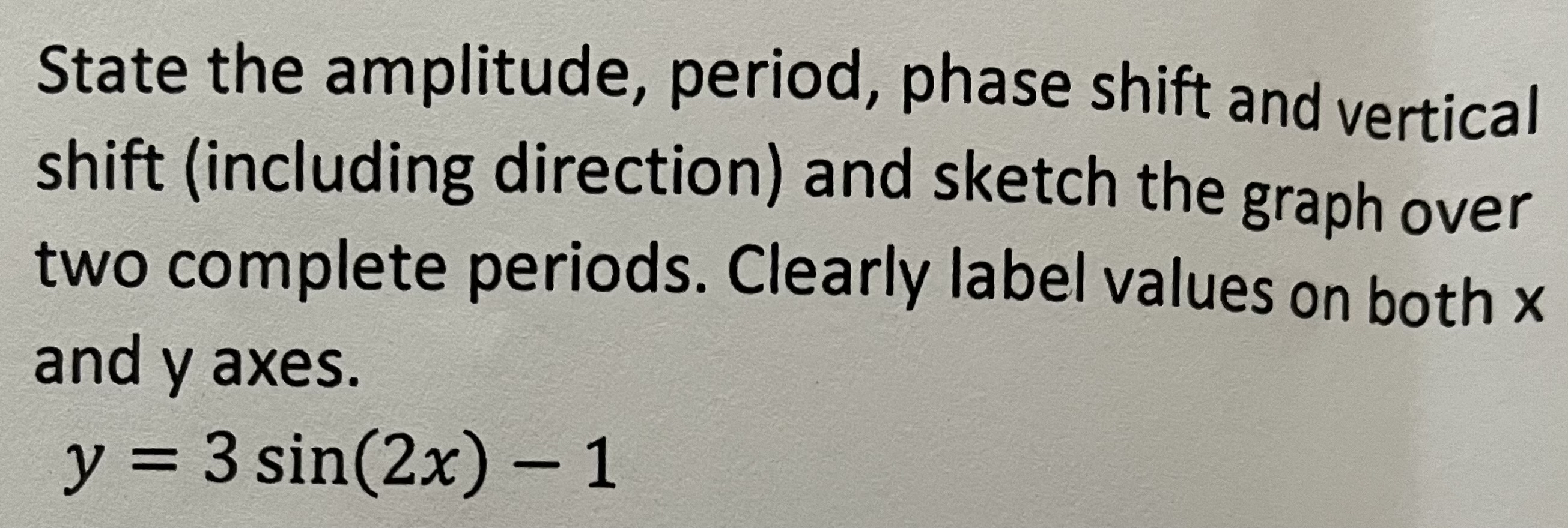 Solved State the amplitude, period, phase shift and vertical | Chegg.com