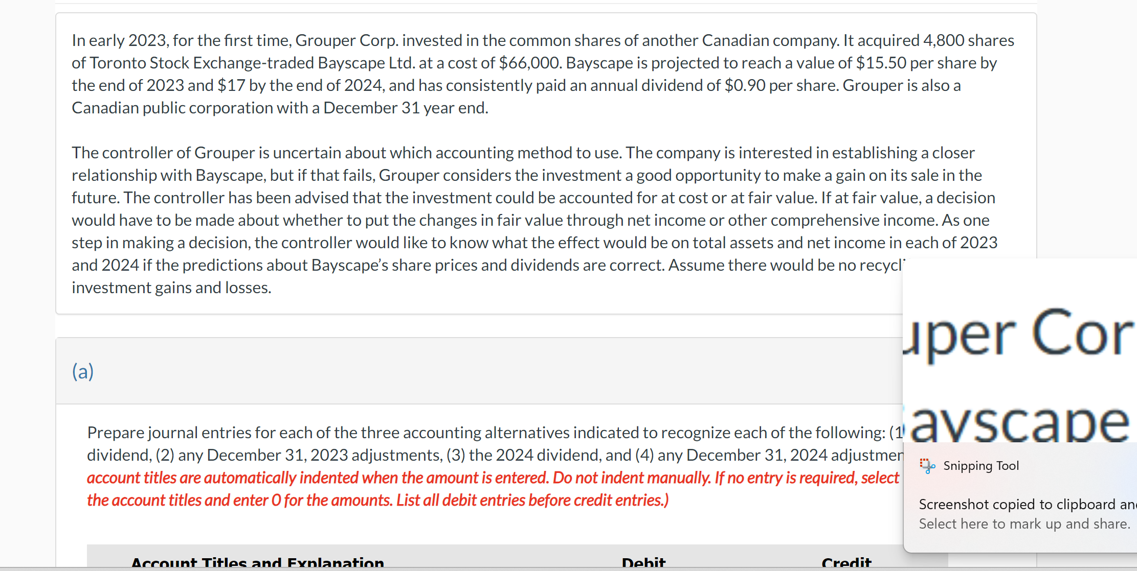 Solved In early 2023, ﻿for the first time, Grouper Corp. | Chegg.com