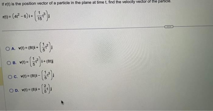 Solved If r(t) is the position vector of a particle in the | Chegg.com