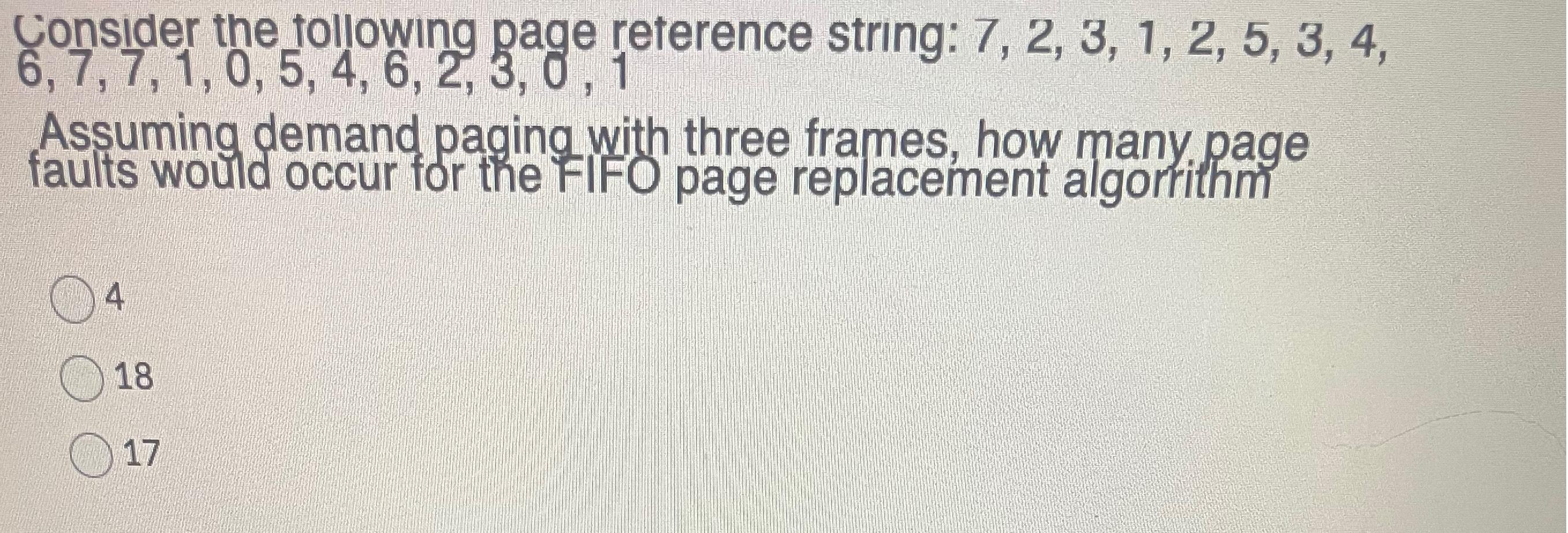 Solved Consider the tollowing page reterence string: | Chegg.com