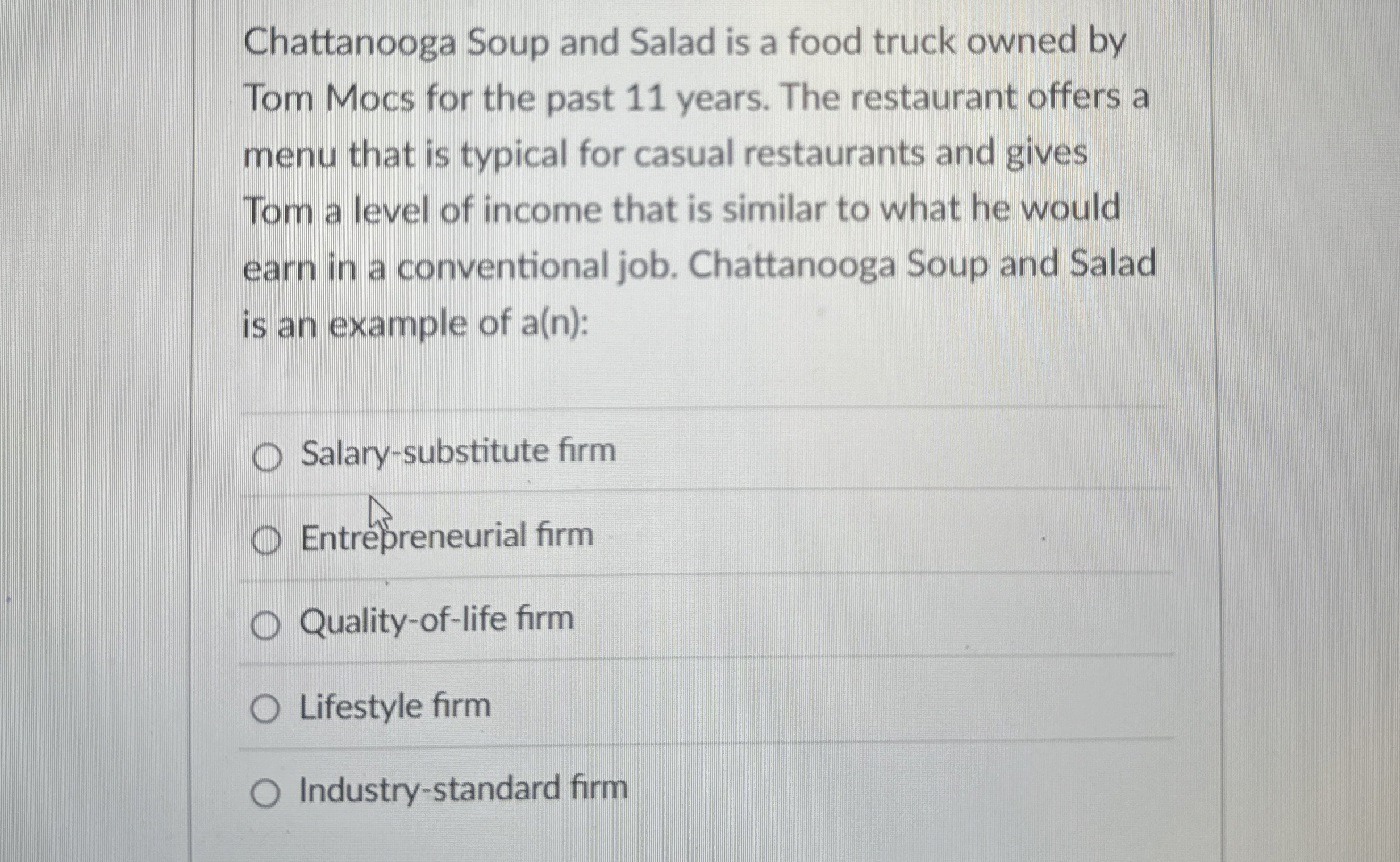 Solved Chattanooga Soup and Salad is a food truck owned | Chegg.com