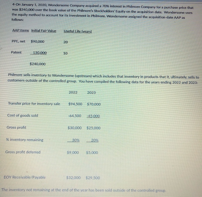 required :A) compute the EOY noncontrolling interest | Chegg.com