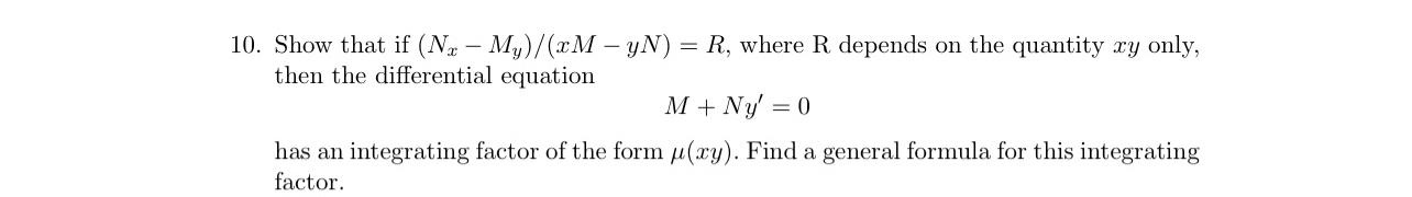Solved Show that if Nx-MyxM-yN=R, ﻿where R ﻿depends on the | Chegg.com