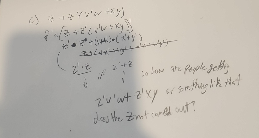 F=z+z'(v'w+xy) ﻿find the complement F' ﻿I keep | Chegg.com