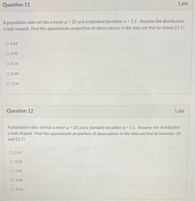 Solved A population data set has a mean μ=20 and a standard | Chegg.com