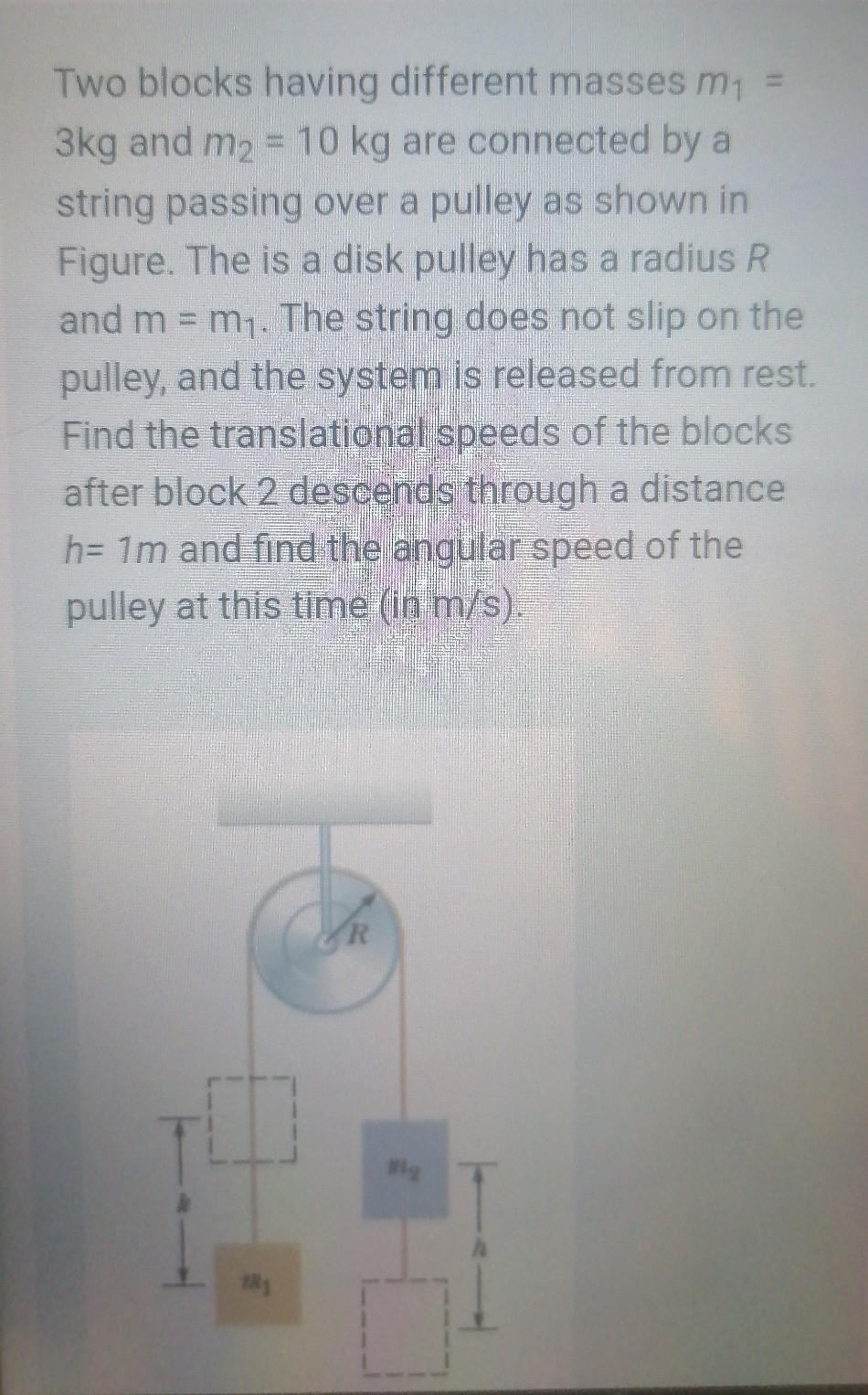 Solved Two blocks having different masses m1 = 3kg and m2 = | Chegg.com