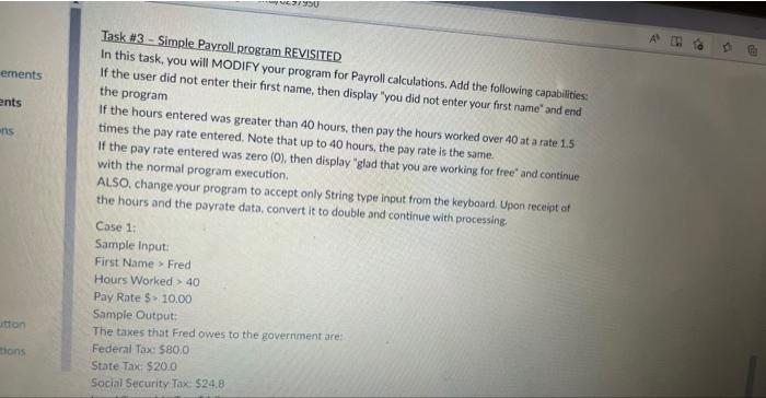 Solved Task A3 - Simple Payroll program REVISITED In this | Chegg.com