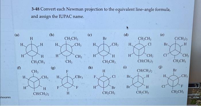 Solved Convert each Newman projection to the equuvalent | Chegg.com