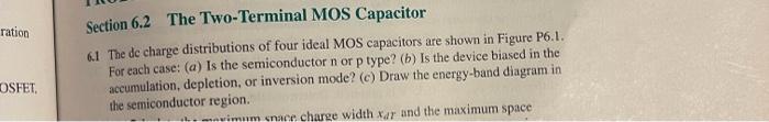Solved Section 6.2 The Two-Terminal MOS Capacitor 6.1 The dc | Chegg.com