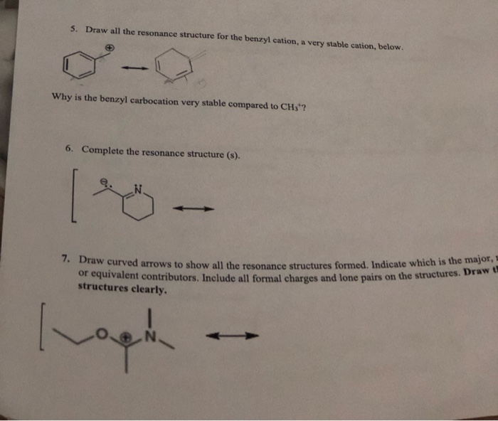 Solved 5. Draw all the resonance structure for the benzyl | Chegg.com