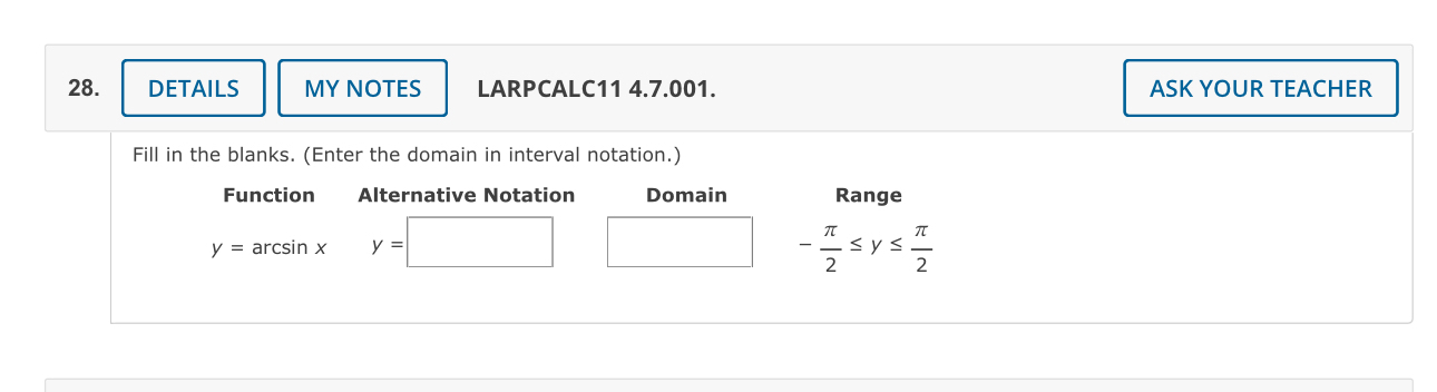 Solved LARPCALC11 4.7.001.Fill in the blanks. (Enter the | Chegg.com