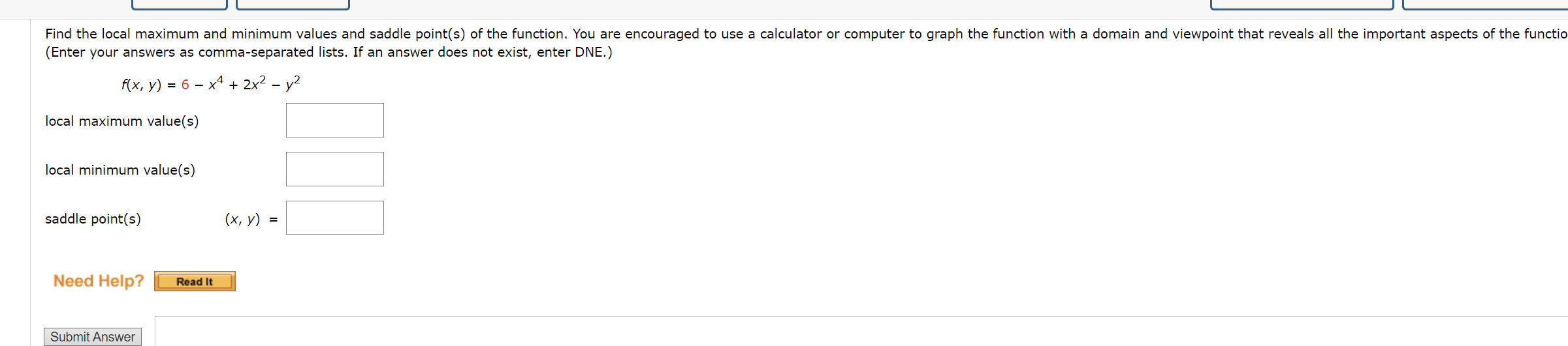Solved (Enter your answers as comma-separated lists. If an | Chegg.com