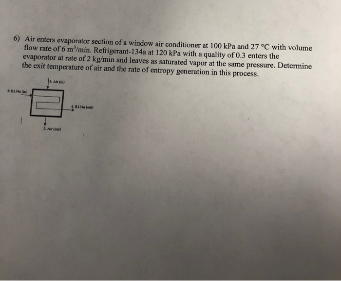 Solved 6) Air enters evaporator section of a window air | Chegg.com