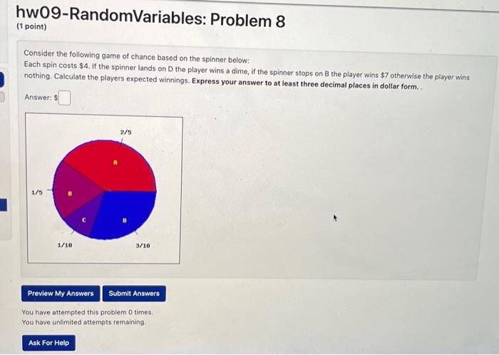 Solved hw09-RandomVariables: Problem 6 (1 point) Find the | Chegg.com