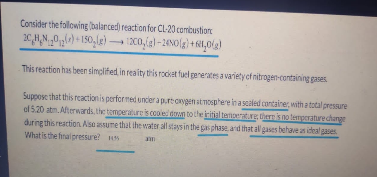 Solved Consider the following (balanced) ﻿reaction for CL-20 | Chegg.com