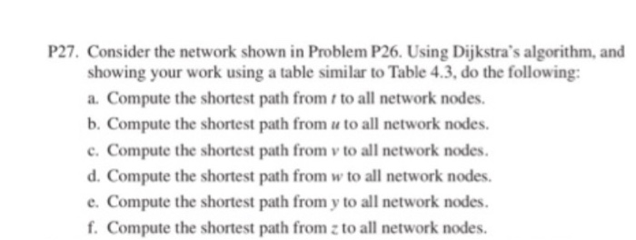(Solved) : P27 Consider Network Shown Problem P26 Using Dijkstra S ... (Solved) : P27 Consider Network Shown Problem P26 Using Dijkstra S ...