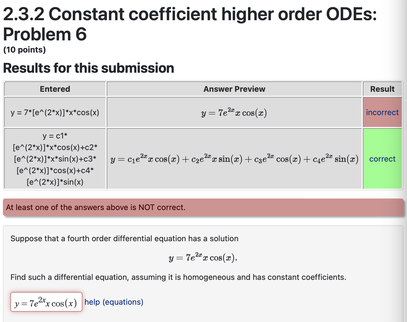 Solved 2.3.2 ﻿Constant coefficient higher order ODEs:Problem | Chegg.com