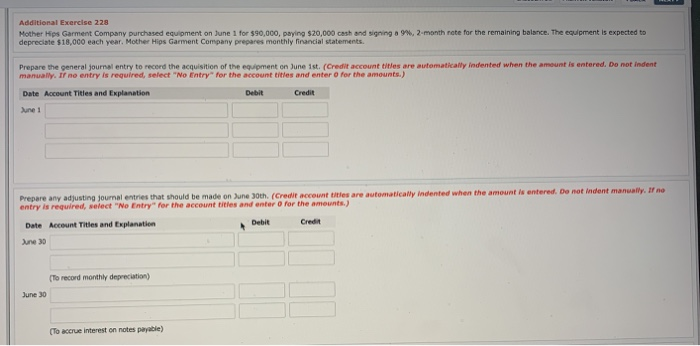 Solved Additional Exercise 228 Mother Hips Garment Company | Chegg.com