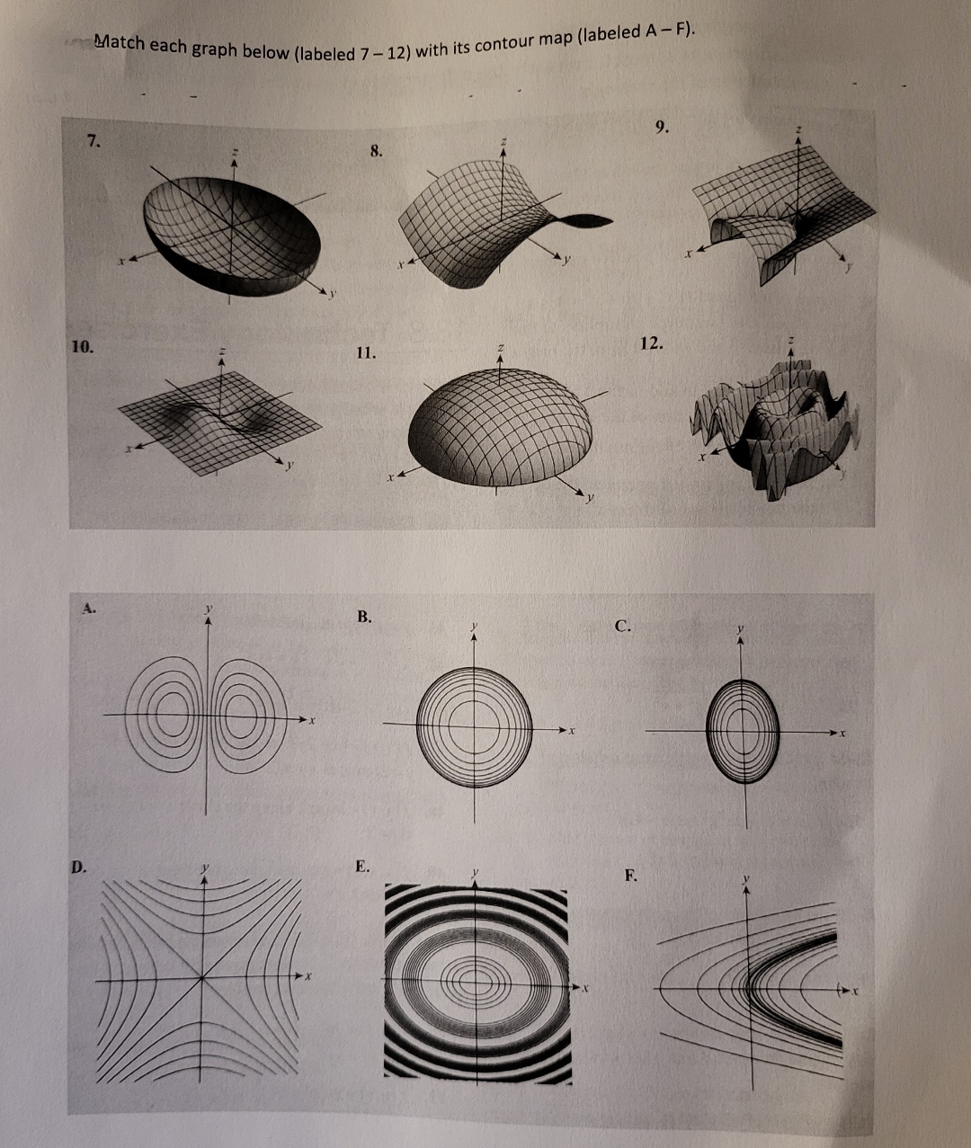 Solved Match each graph below (labeled 7 - 12) ﻿with its | Chegg.com