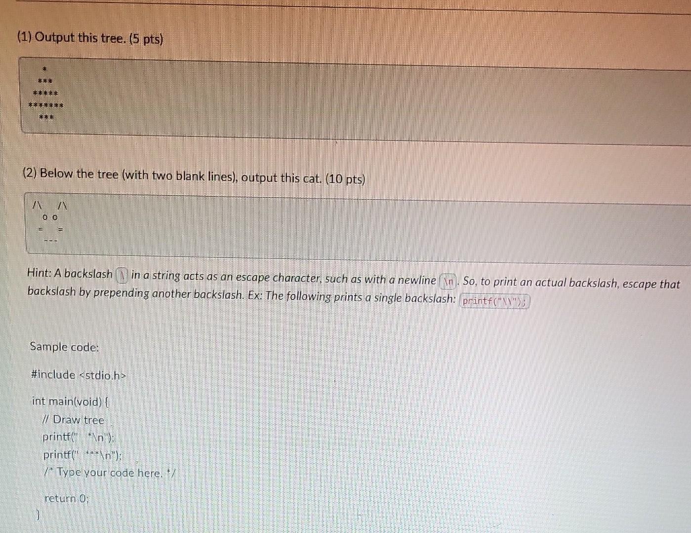 Solved (1) Output this tree. (5 pts) (2) Below the tree | Chegg.com