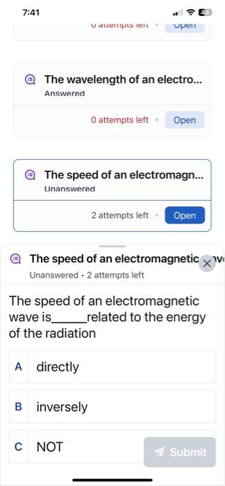 Solved The wavelength of an electro... Answered 0 attempts | Chegg.com