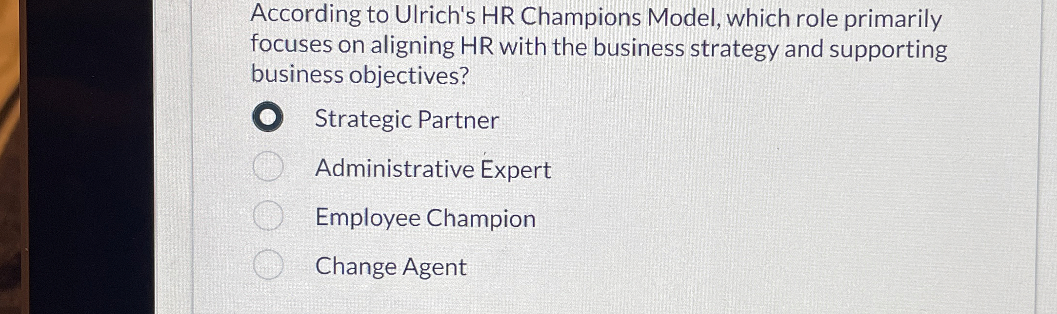 Solved According to Ulrich's HR Champions Model, which role | Chegg.com