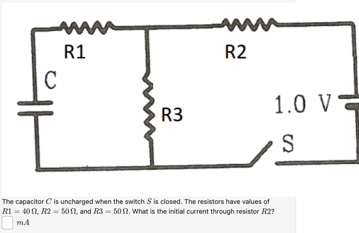 Solved The capacitor C is ﻿uncharged when the switch S is | Chegg.com