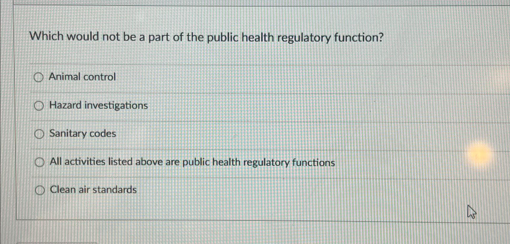 Solved Which would not be a part of the public health | Chegg.com