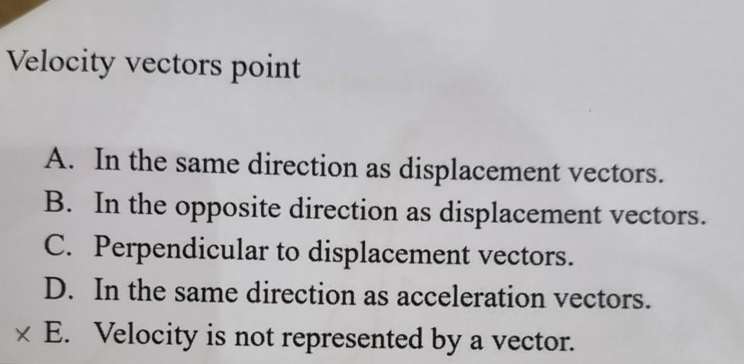 Solved Velocity vectors point A. In the same direction as | Chegg.com