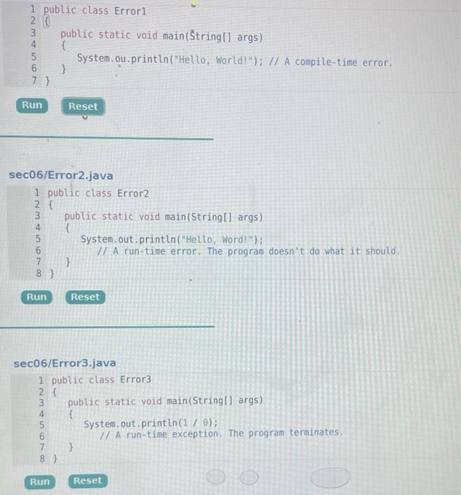 Solved 1 public class Errorl public 20 3 4 5 7 } public | Chegg.com