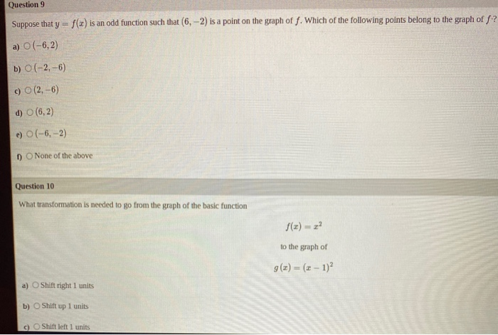 Solved Question 9 Suppose that y = f(x) is an odd function | Chegg.com