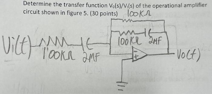 Solved Determine the transfer function V0(s)/V1(s) of the | Chegg.com