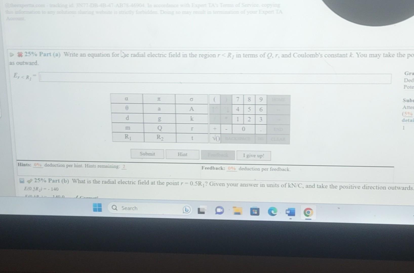 Solved (14\%) Problem 6: A hollow non-conducting spherical | Chegg.com