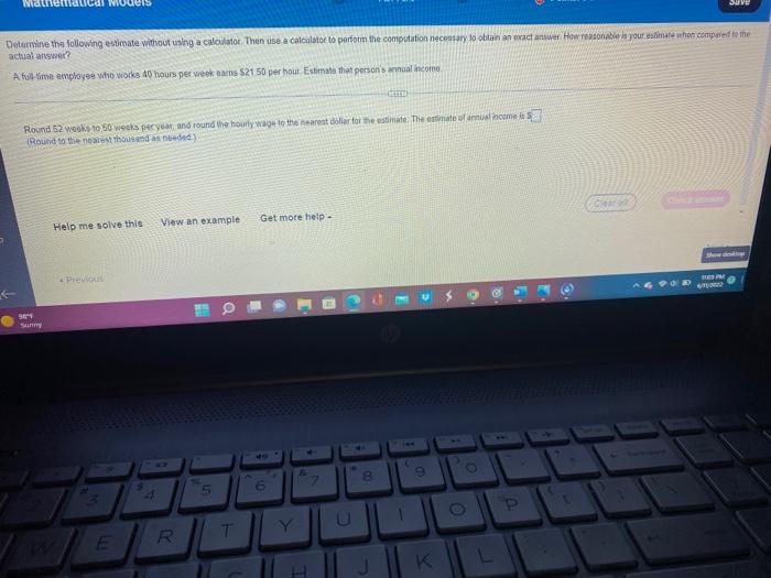 Solved Save Determine the following estimate without using a | Chegg.com